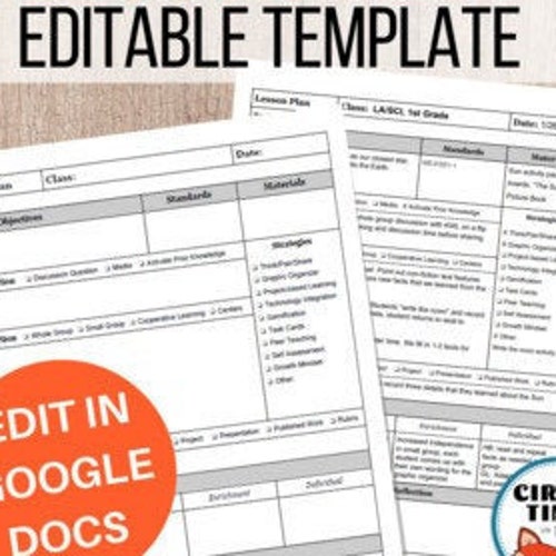 EDITABLE Lesson Plan Template in Google Docs Digital Lesson - Etsy