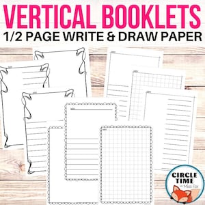 Printable Booklet Templates, Vertical Half Sheet Writing Paper Blank ...