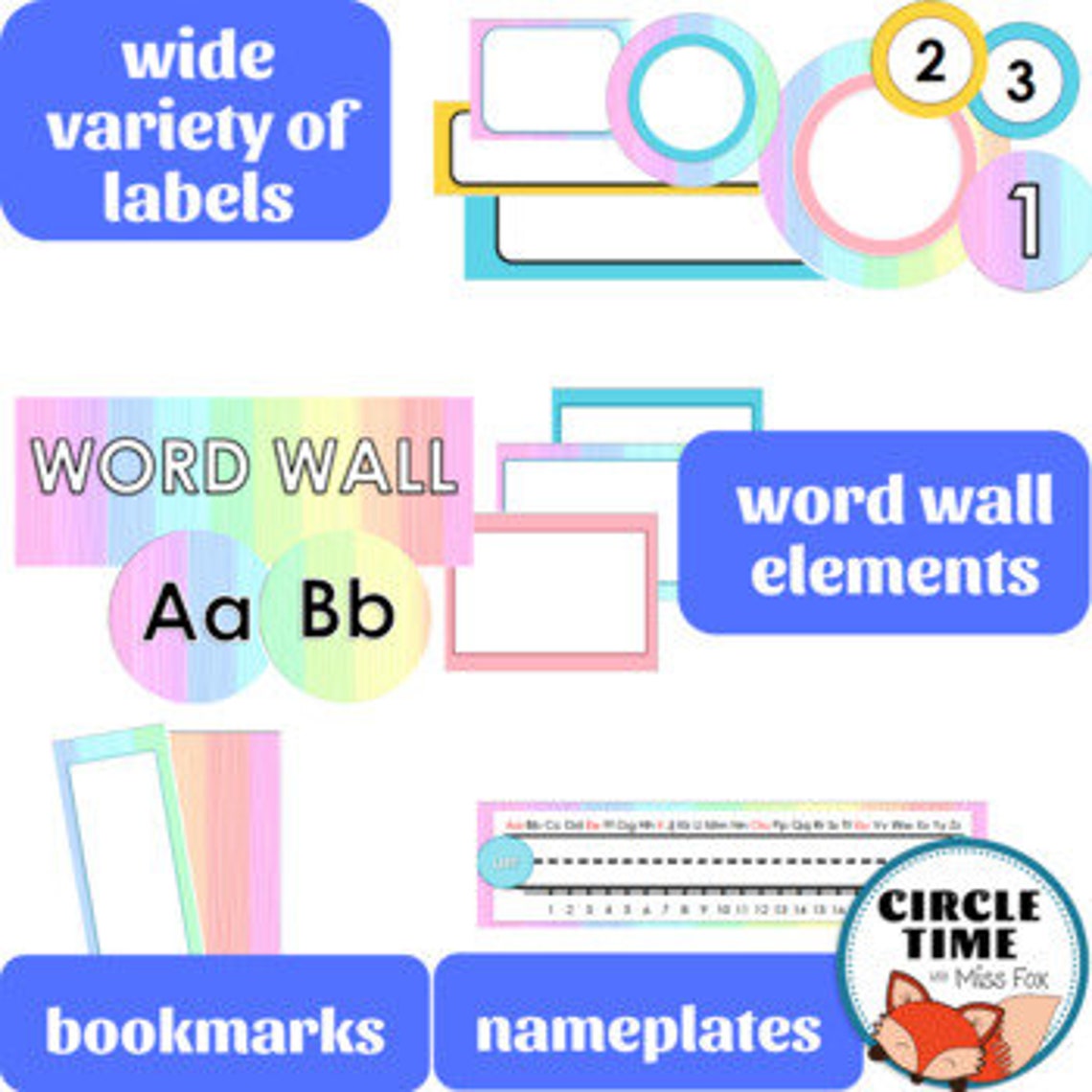 Printable Rainbow Classroom Decor Pastel Rainbow Theme - Etsy