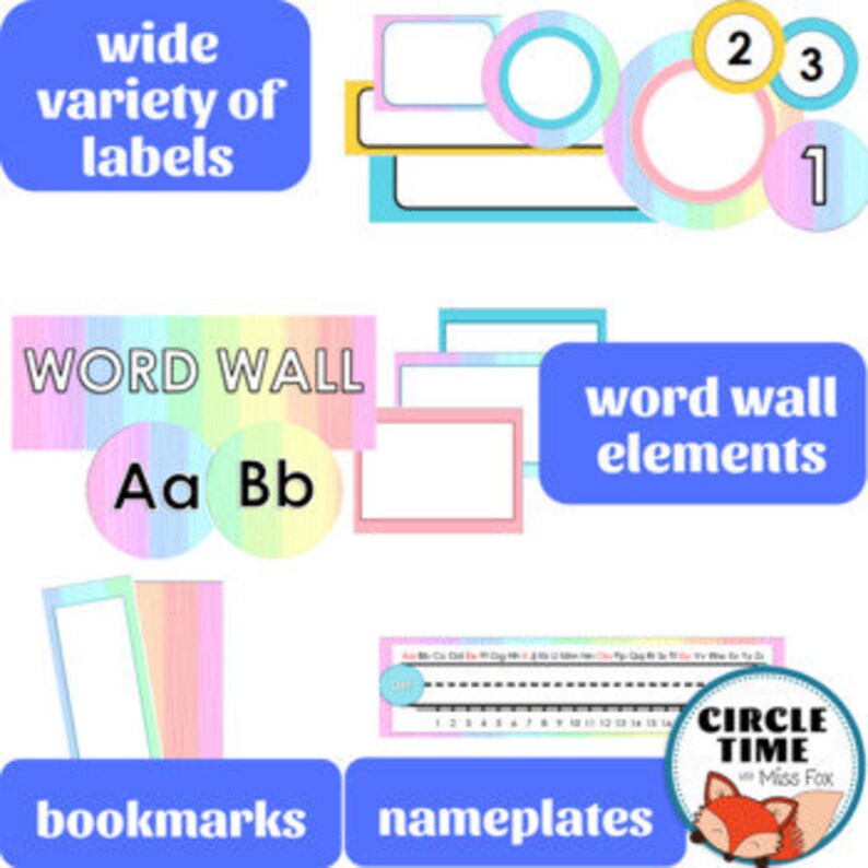 Printable Rainbow Classroom Decor, Pastel Rainbow Theme Classroom ...