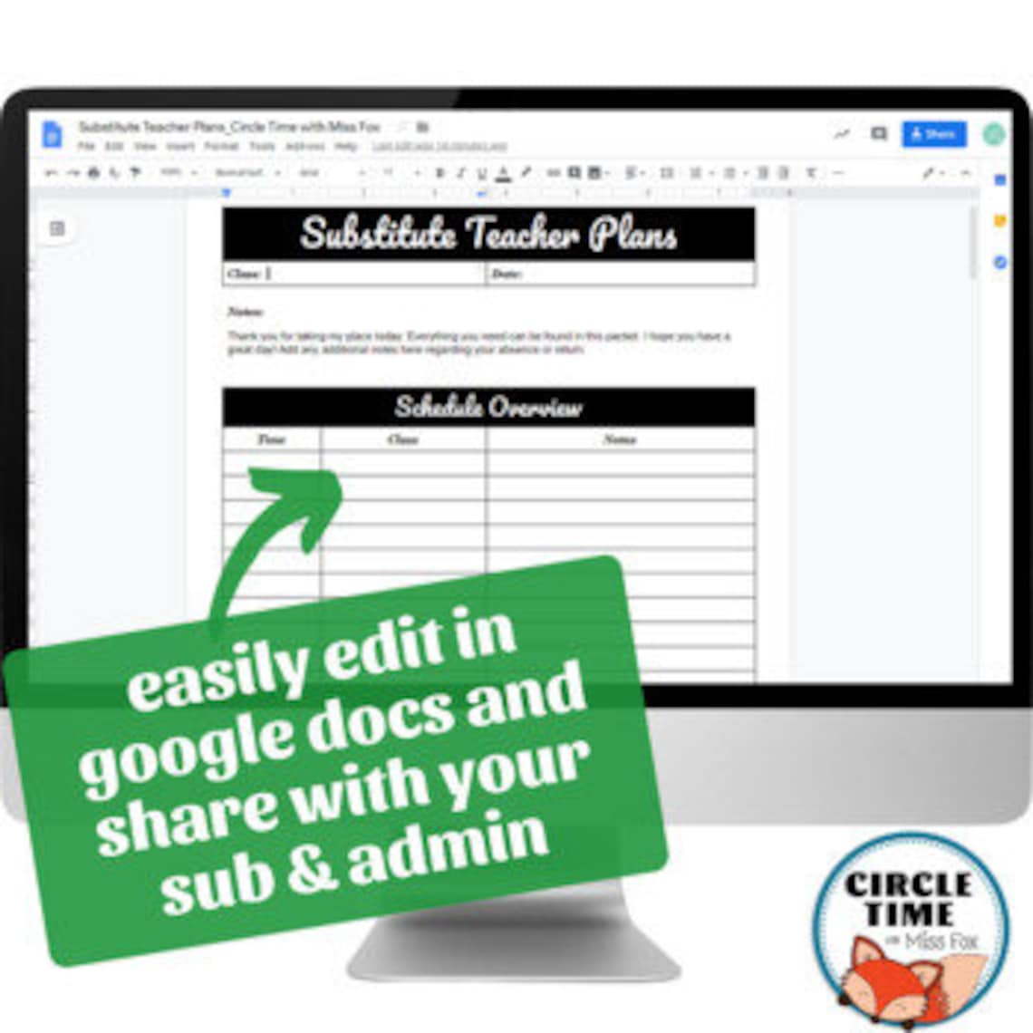 Editable Sub Plans, Substitute Teacher Plans, Sub Plan Template, Casual ...