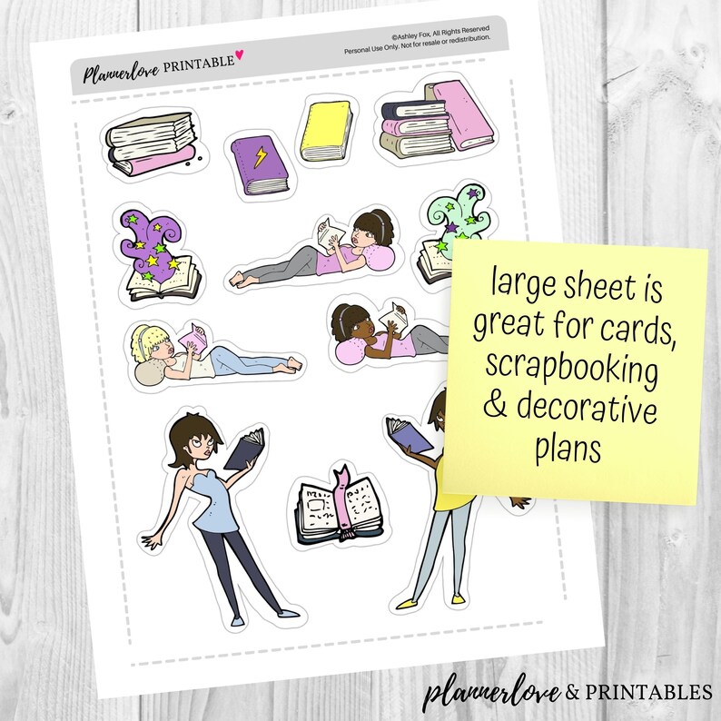 Printable Reading Stickers Hand Drawn Stickers Printable - Etsy