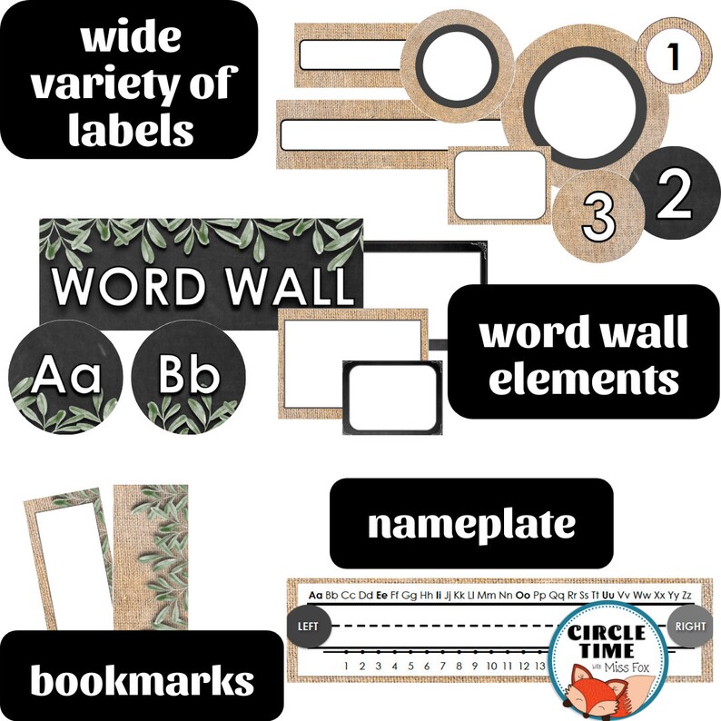 Printable Farmhouse Decor Chalk & Burlap Classroom - Etsy