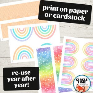 Rainbow Classroom Decor, Printable Bulletin Board Borders, Rainbow ...