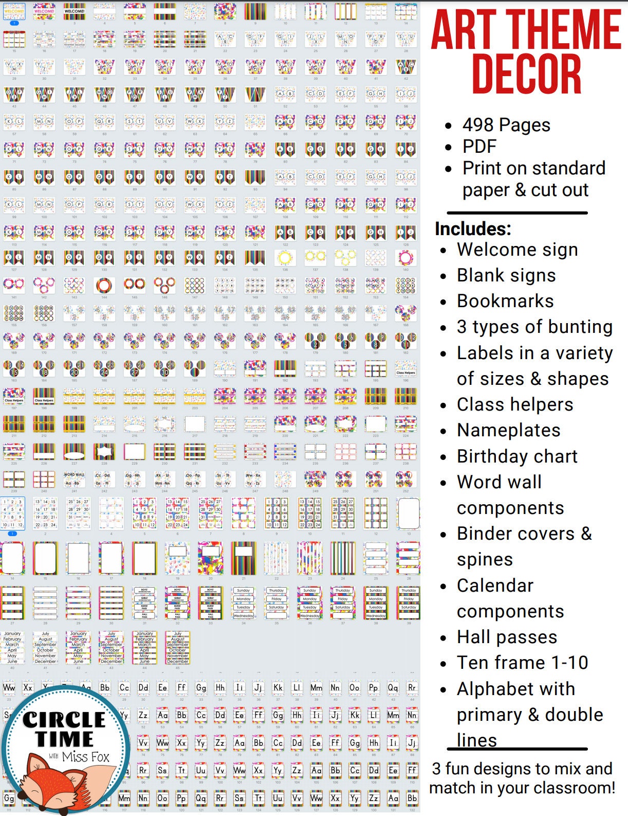 Printable Art Classroom Decor, Art Theme Elementary Classroom ...