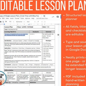EDITABLE Lesson Plan Template in Google Docs, Digital Lesson Planner ...