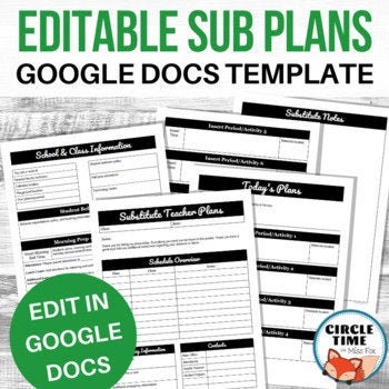 Editable Sub Plans, Substitute Teacher Plans, Sub Plan Template, Casual ...