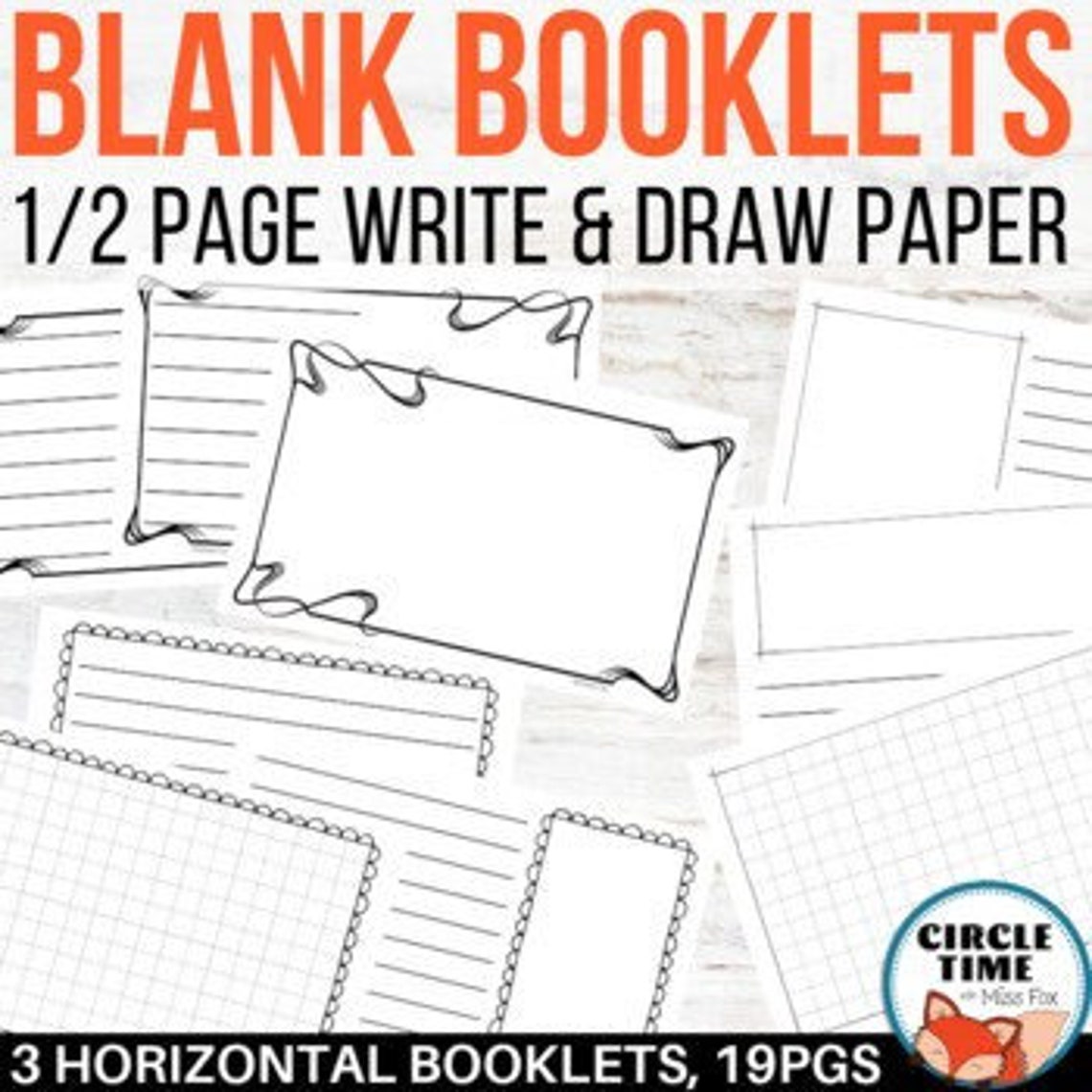 Printable Booklet Templates, Horizontal Half Sheet Writing Paper, Blank ...