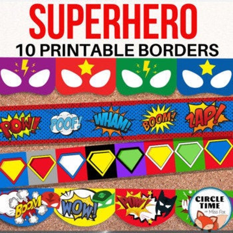 Printable Superhero Bulletin Board Borders, Superhero Classroom Decor ...