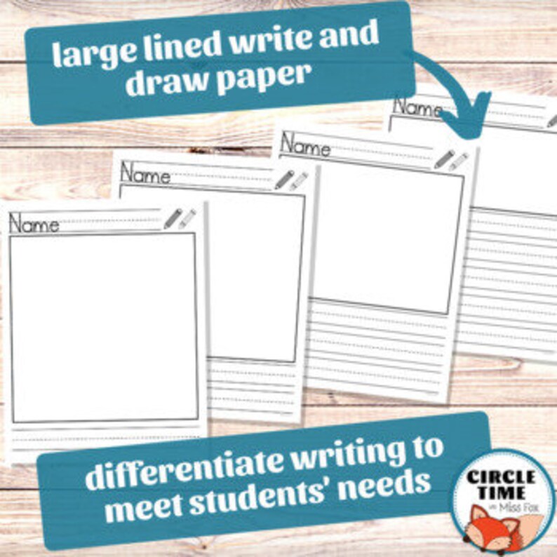 Printable Kindergarten Paper, Primary Write & Draw Templates, Printable ...