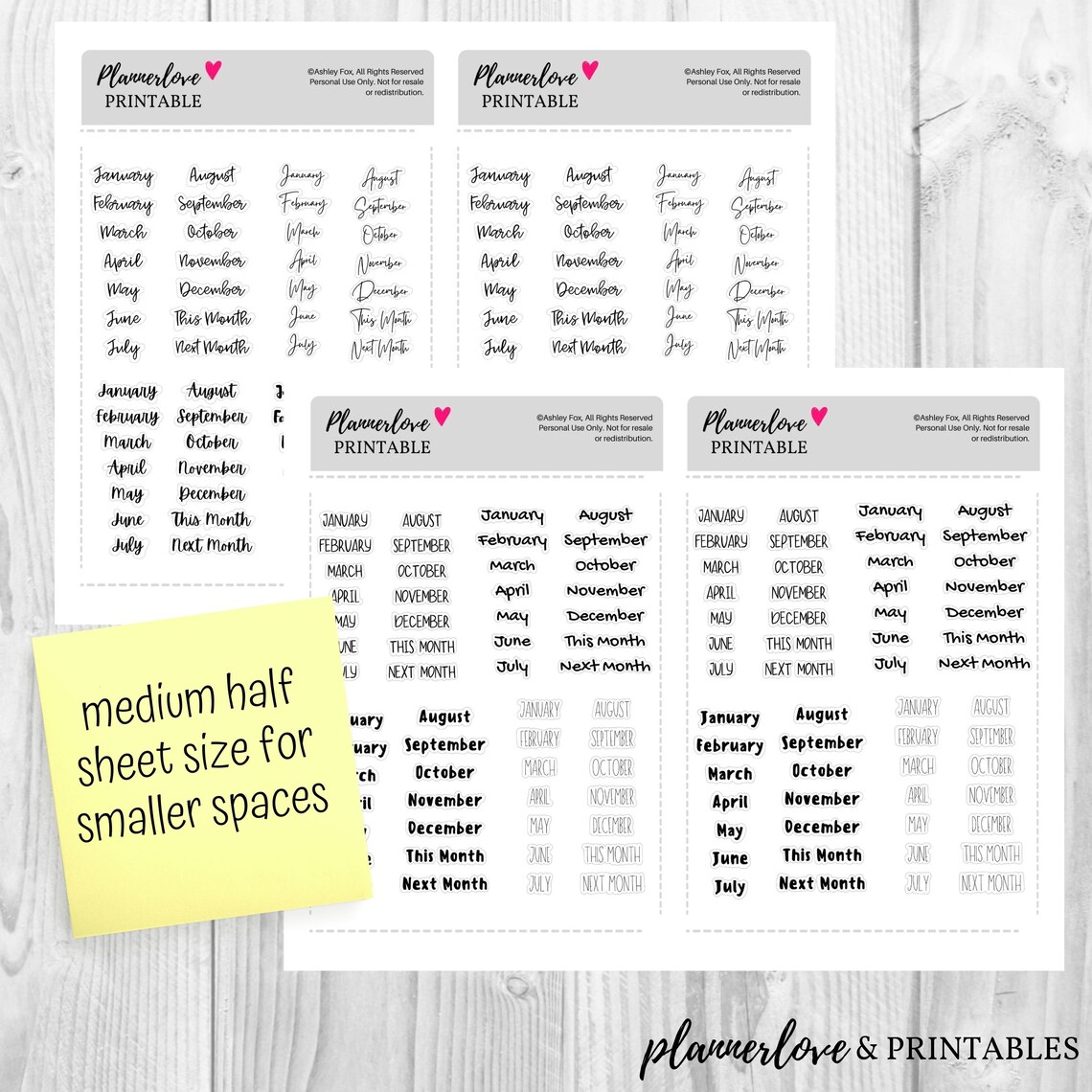 Printable Month Stickers: Cute Month Stickers Printable | Etsy