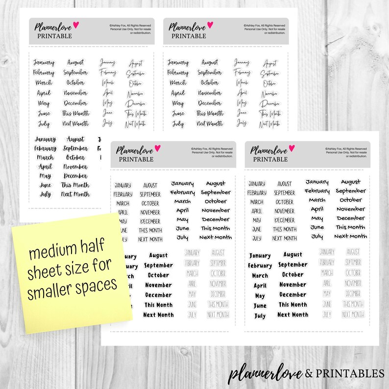 Printable Month Stickers: Cute Month Stickers Printable | Etsy