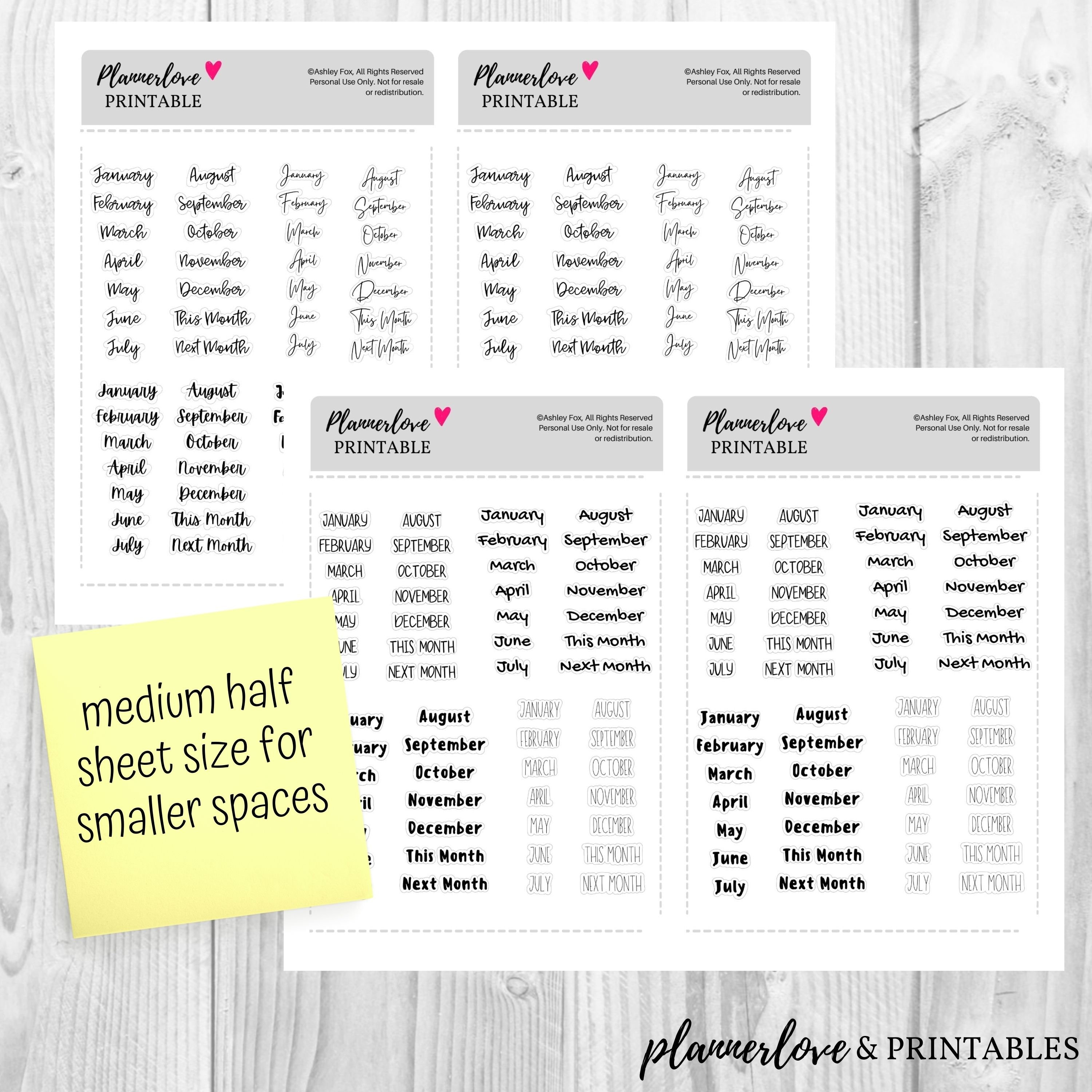 Printable Month Stickers: Cute Month Stickers Printable | Etsy