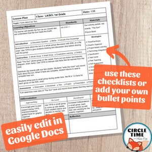 EDITABLE Lesson Plan Template in Google Docs, Digital Lesson Planner ...
