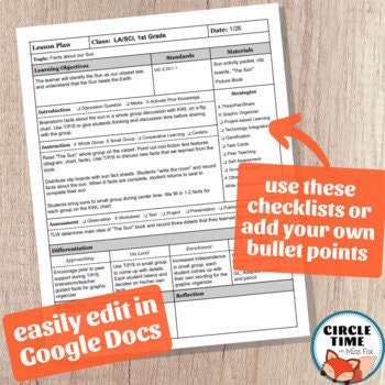 EDITABLE Lesson Plan Template in Google Docs Digital Lesson - Etsy