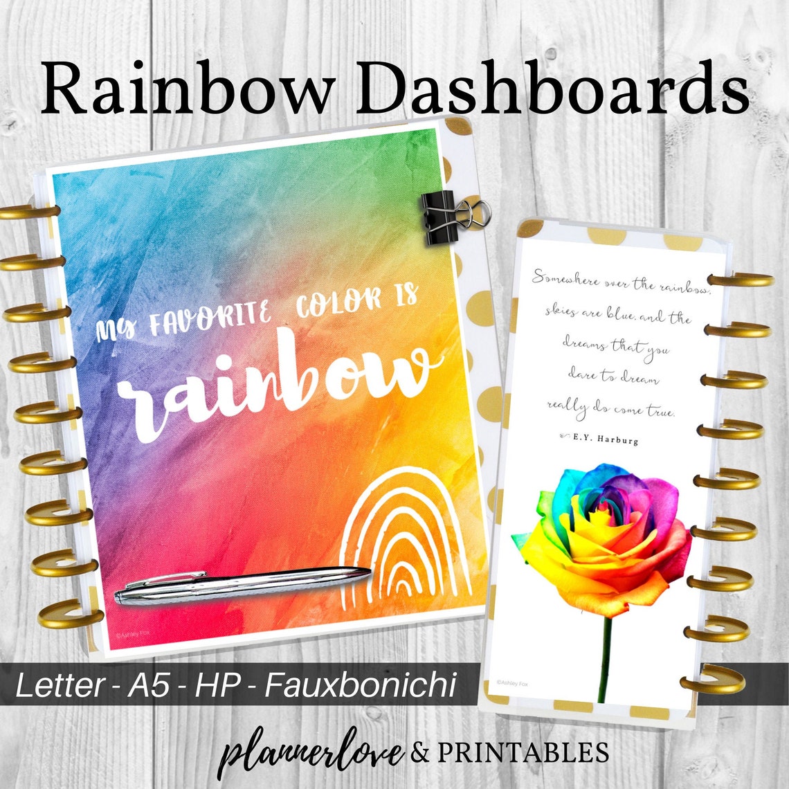 Printable Rainbow Dashboards Planner Dividers Printable - Etsy