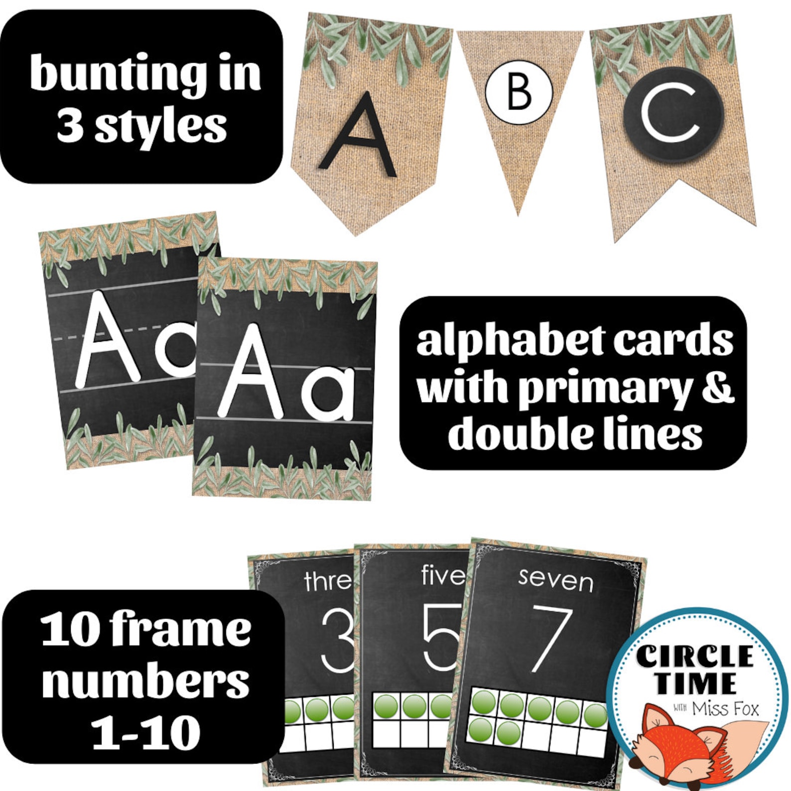 Printable Farmhouse Decor, Chalk & Burlap Classroom Decorations ...
