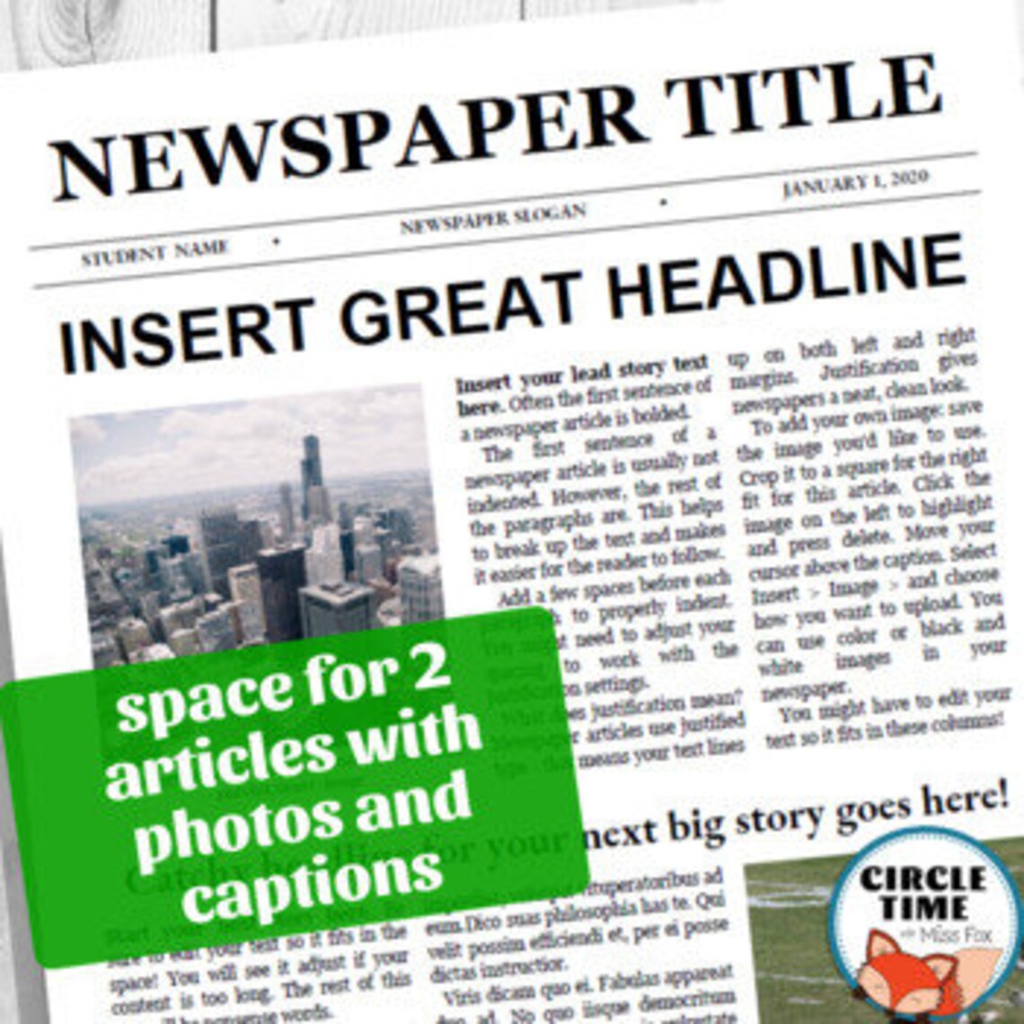 EDITABLE Newspaper Front Page Template Google Docs Newspaper - Etsy