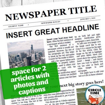 EDITABLE Newspaper Front Page Template, Google Docs Newspaper ...