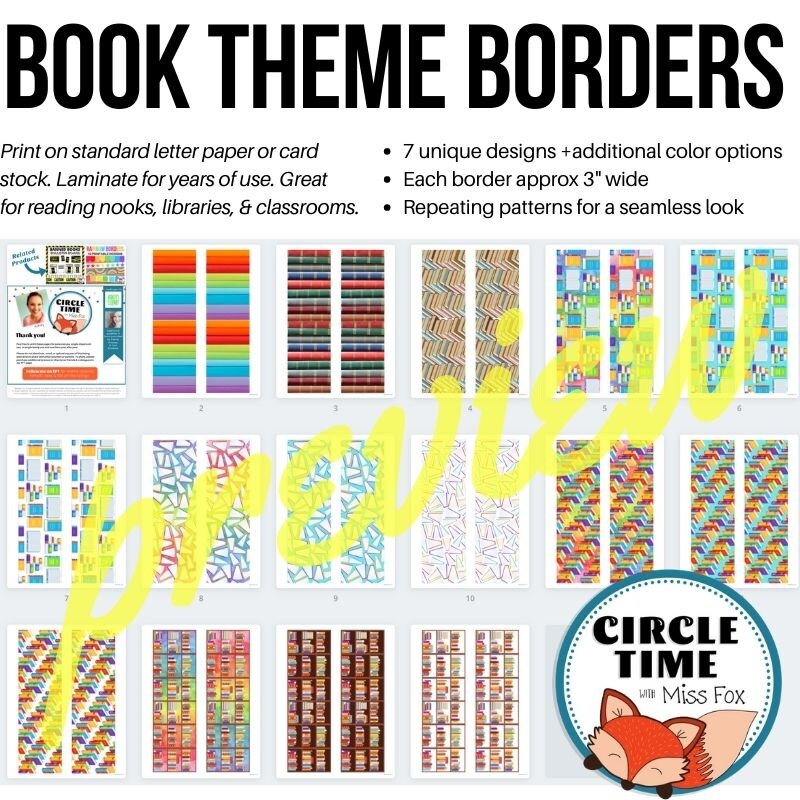 Library Borders, Printable Bulletin Board Borders, Classroom Decor ...