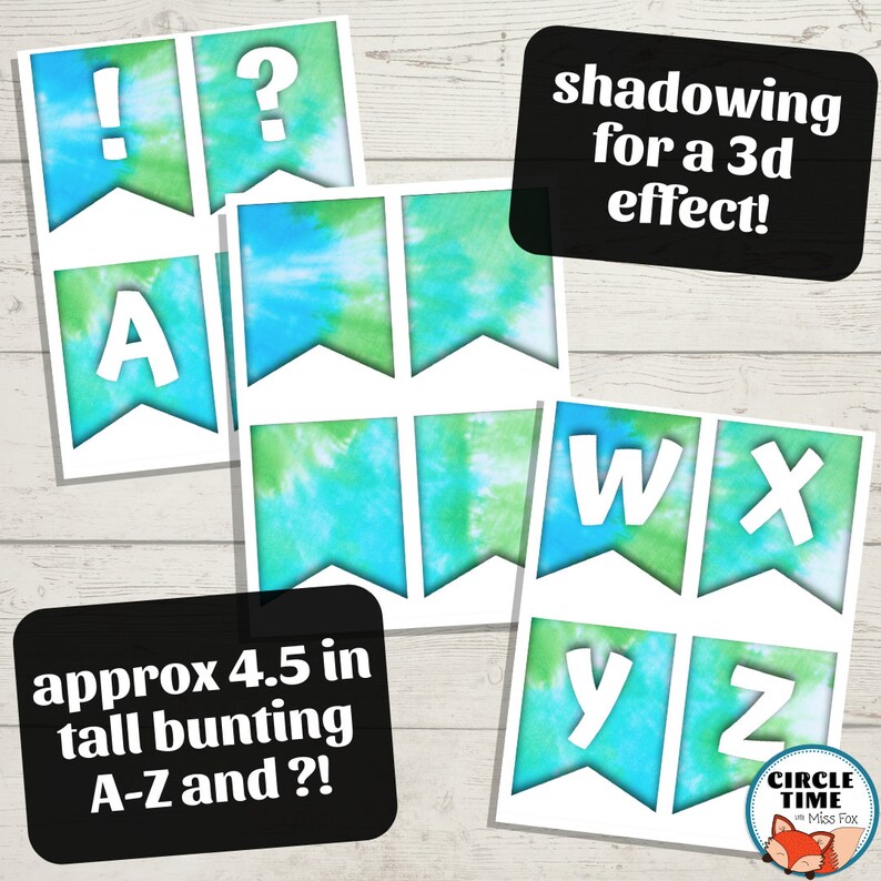 Printable Tie Dye Cut Out Letters, Tie Dye Classroom Theme Blue & Green ...