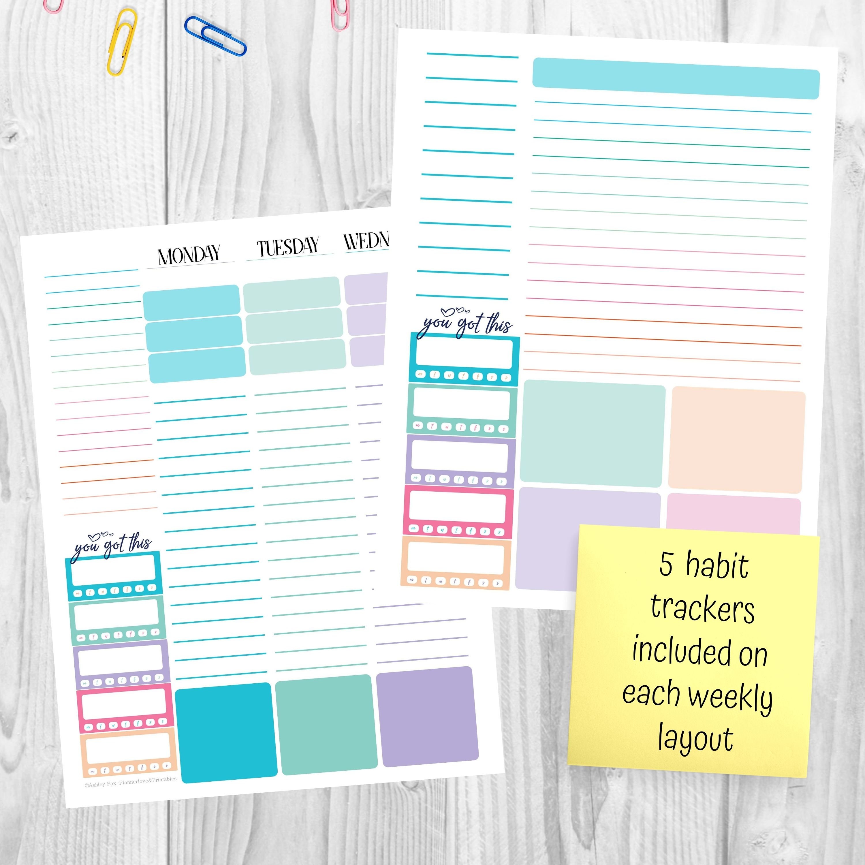 Printable Planner Rainbow Theme Undated Monthly & Weekly Planner Pages ...