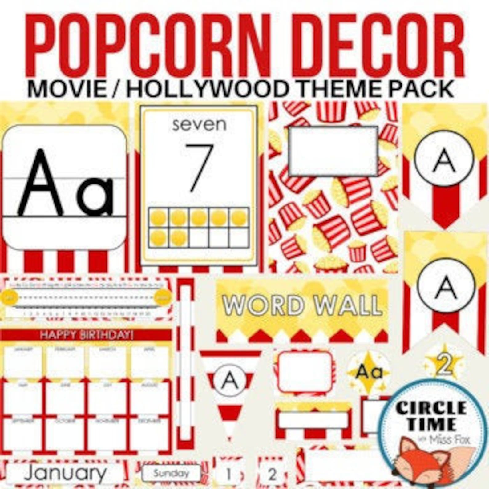 Printable Hollywood Classroom Decor, Movie Theater Classroom Decor ...