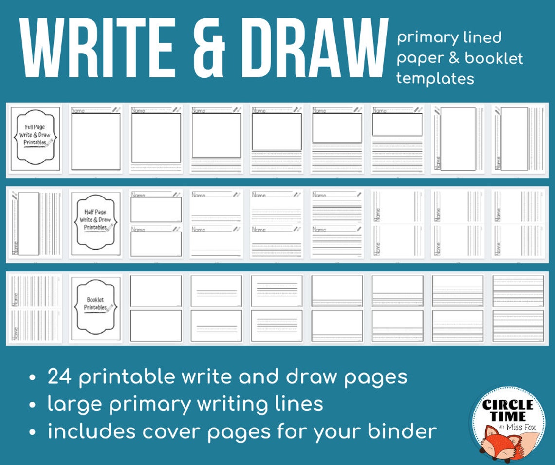 Printable Kindergarten Paper, Primary Write & Draw Templates, Printable ...