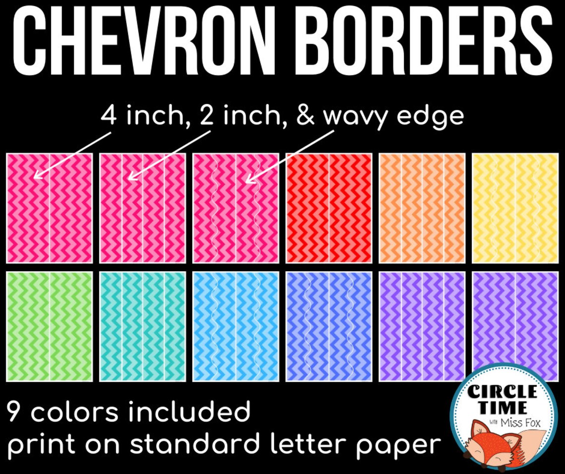 Printable Chevron Borders, Chevron Classroom Decor, Printable Bulletin ...