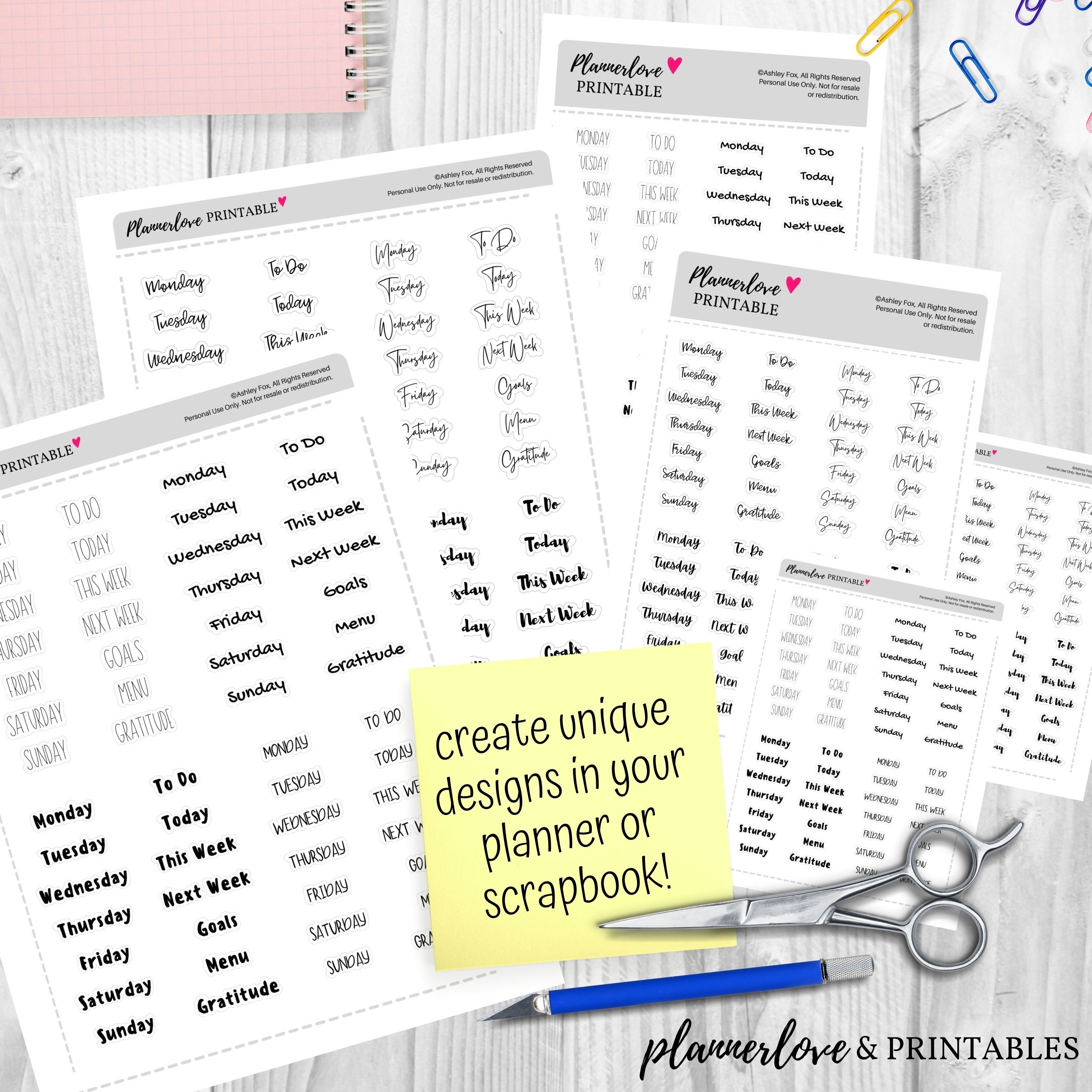 Printable Days of the Week Stickers: Cute Days of the Week Stickers ...