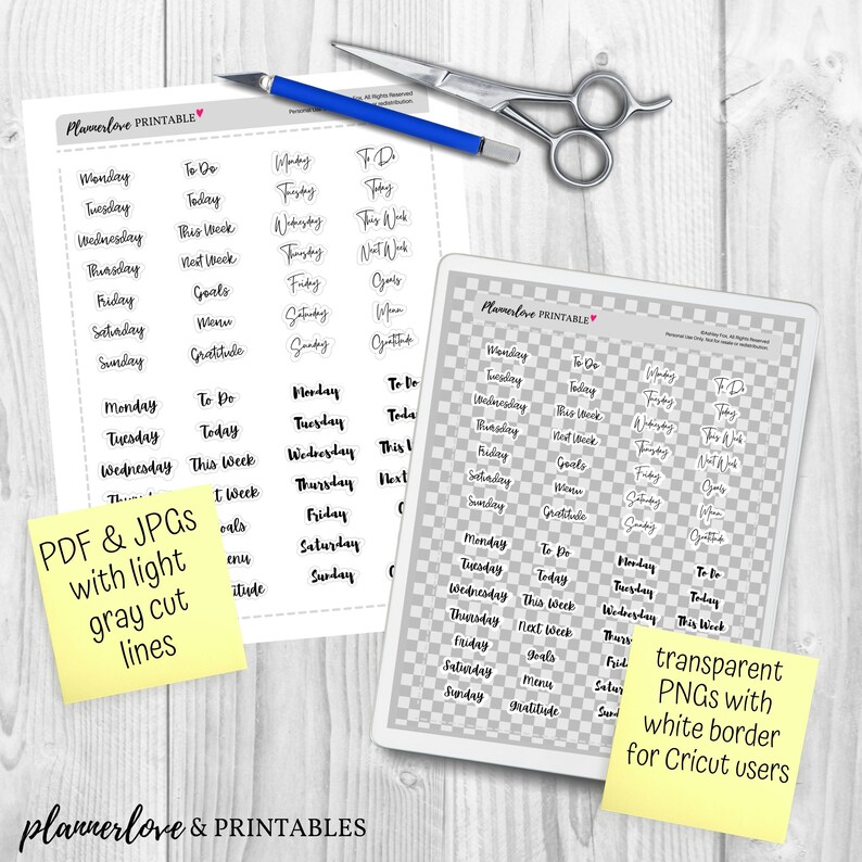 Printable Days of the Week Stickers: Cute Days of the Week Stickers ...
