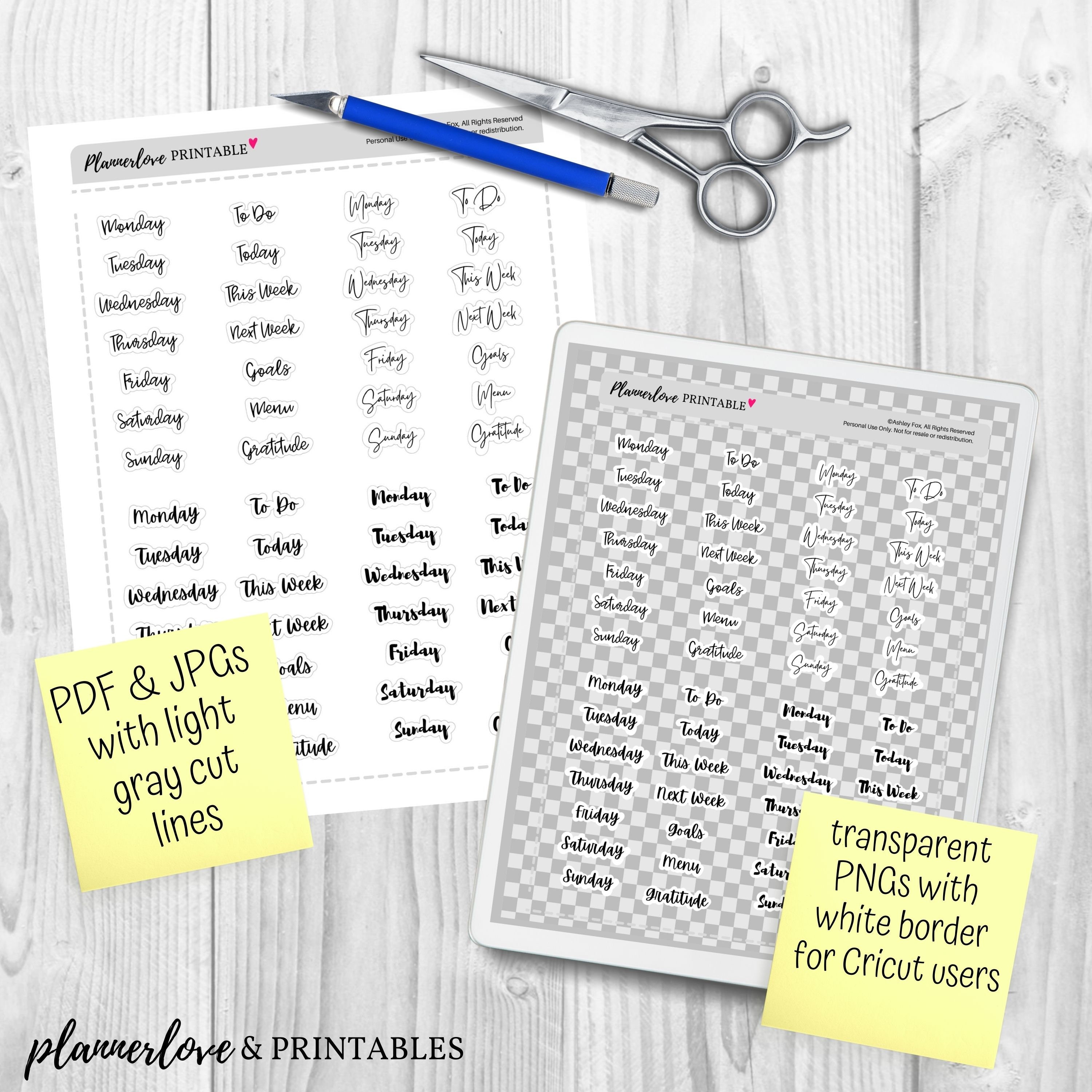 Printable Days of the Week Stickers: Cute Days of the Week Stickers ...