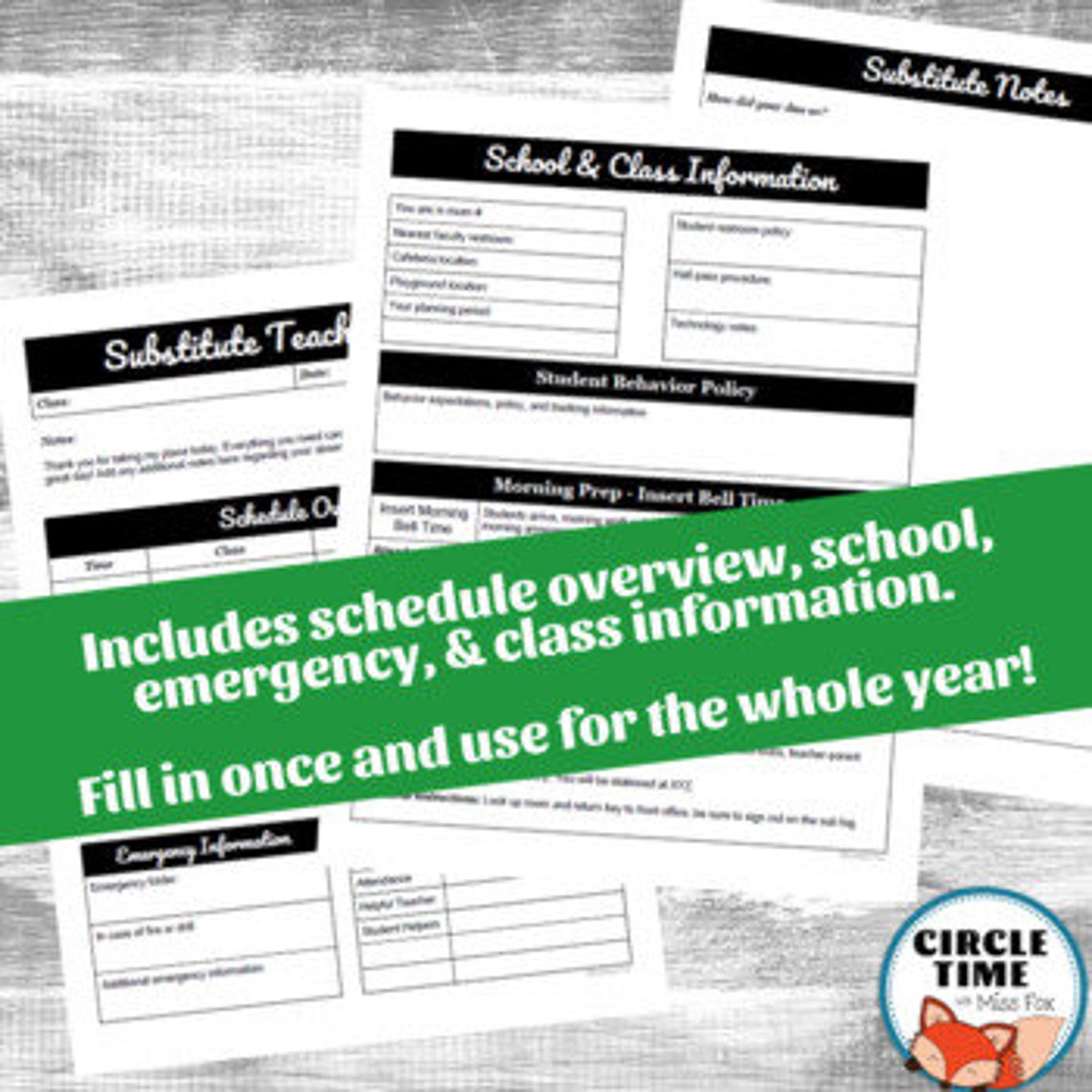 Editable Sub Plans, Substitute Teacher Plans, Sub Plan Template, Casual ...