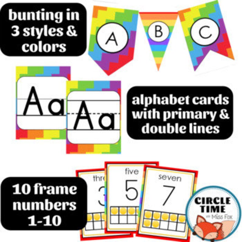 Printable Rainbow Classroom Decor, Rainbow Theme Elementary Classroom ...