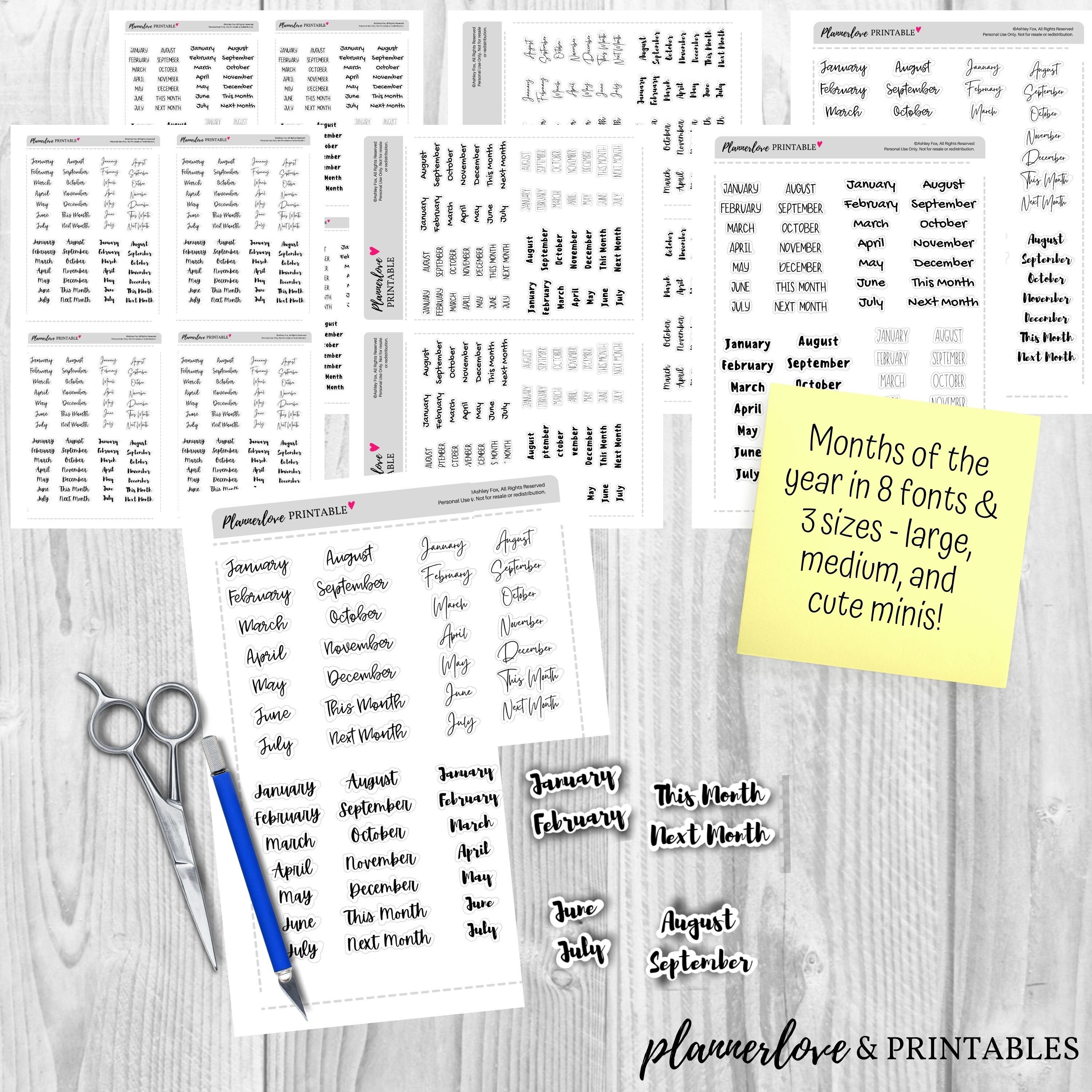 Printable Month Stickers: Cute Month Stickers, Printable Sticker Month ...