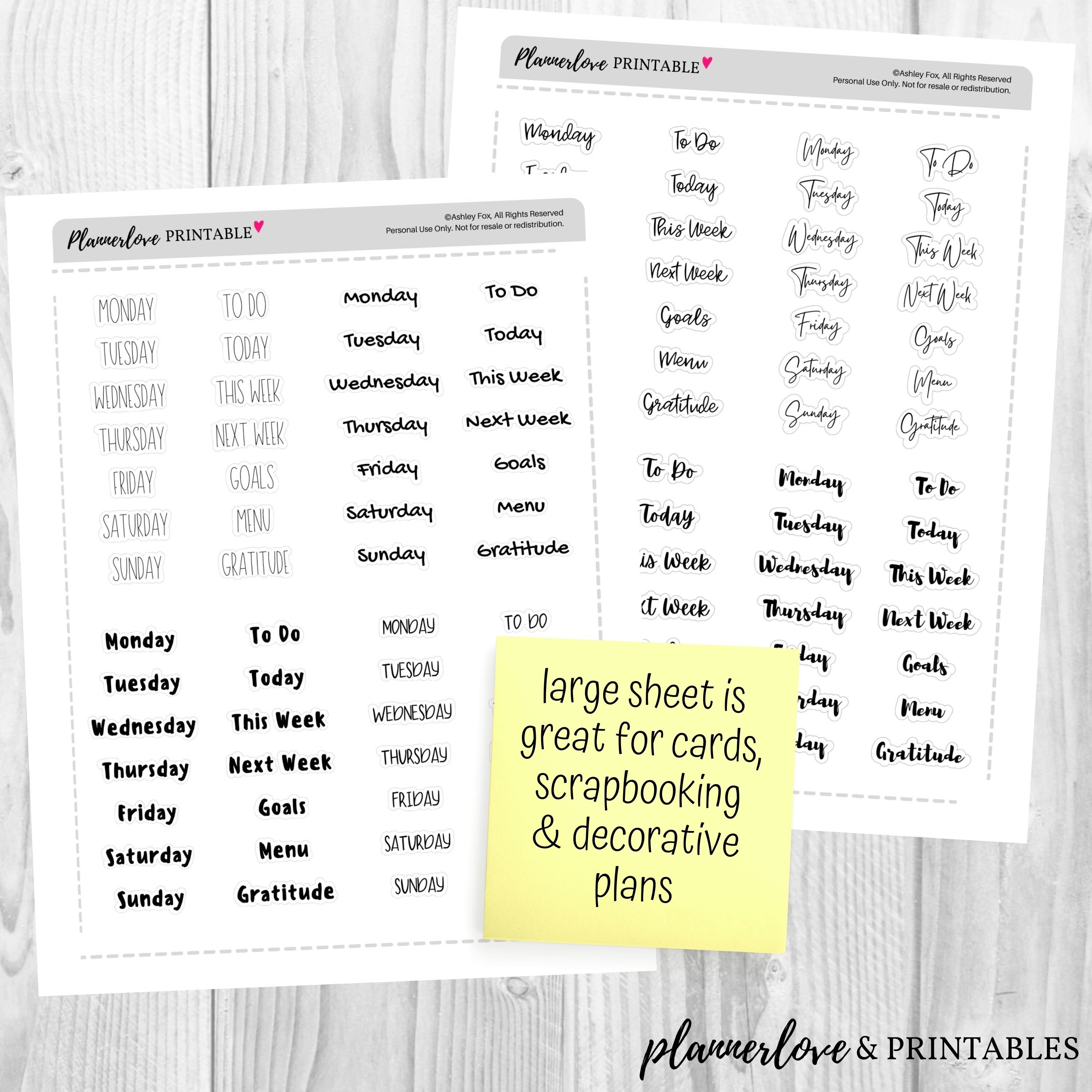 Printable Days of the Week Stickers: Cute Days of the Week Stickers ...