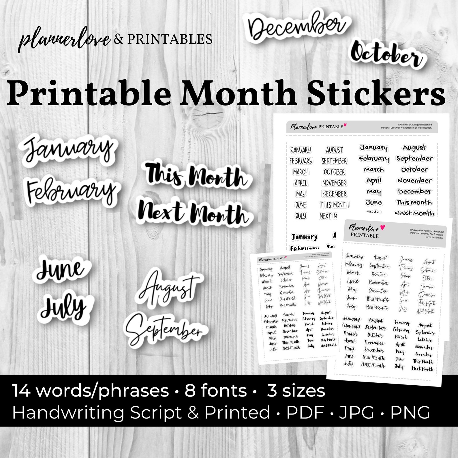 Printable Month Stickers: Cute Month Stickers, Printable Sticker Month ...