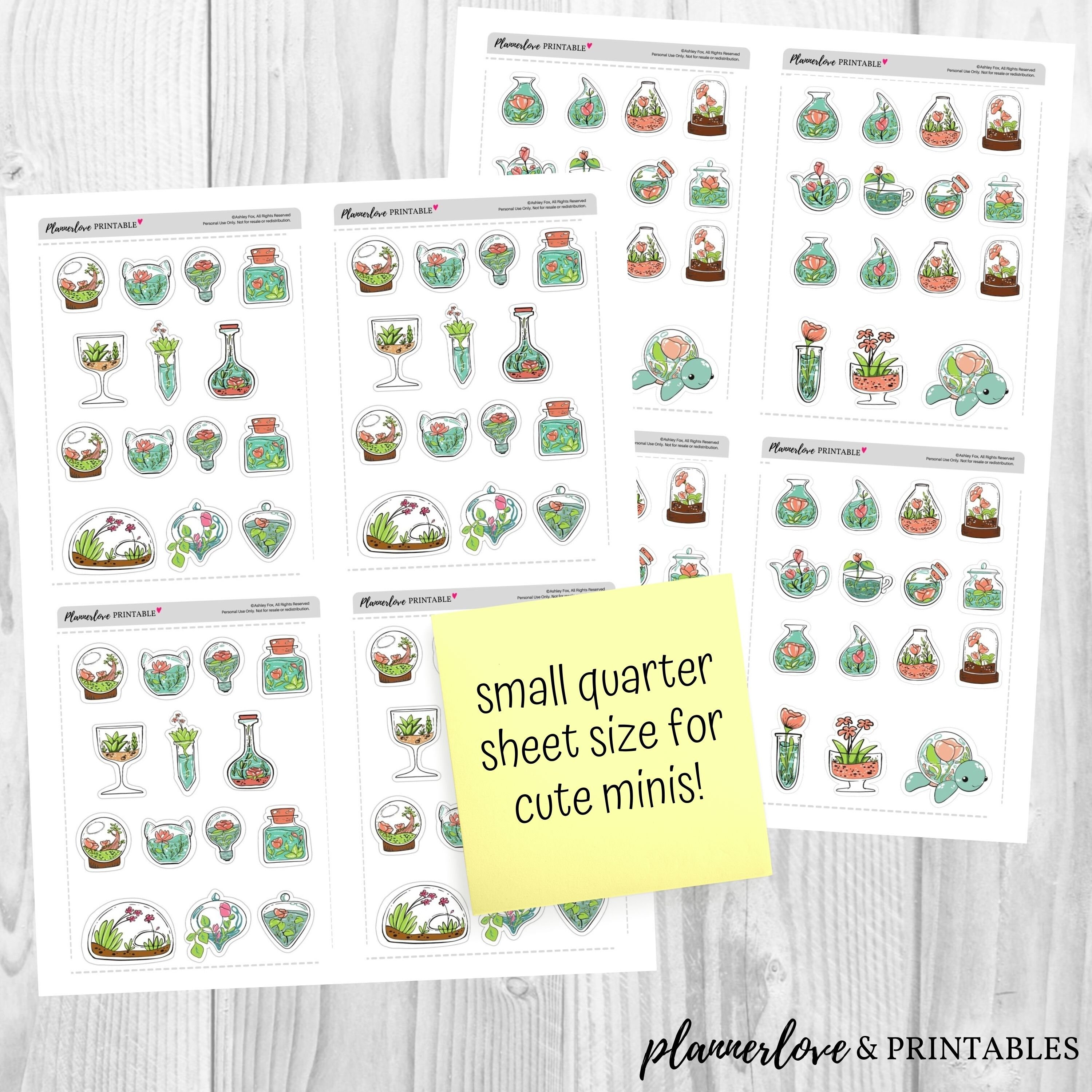 Printable Succulent Stickers, Whimsical Hand Drawn Stickers, Printable ...