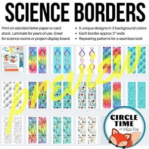 Science Classroom Decor, Printable Bulletin Board Borders, Science ...