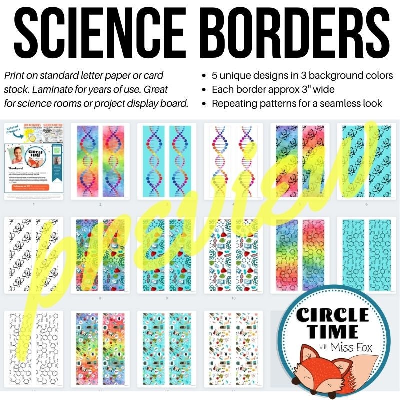 Science Classroom Decor, Printable Bulletin Board Borders, Science ...
