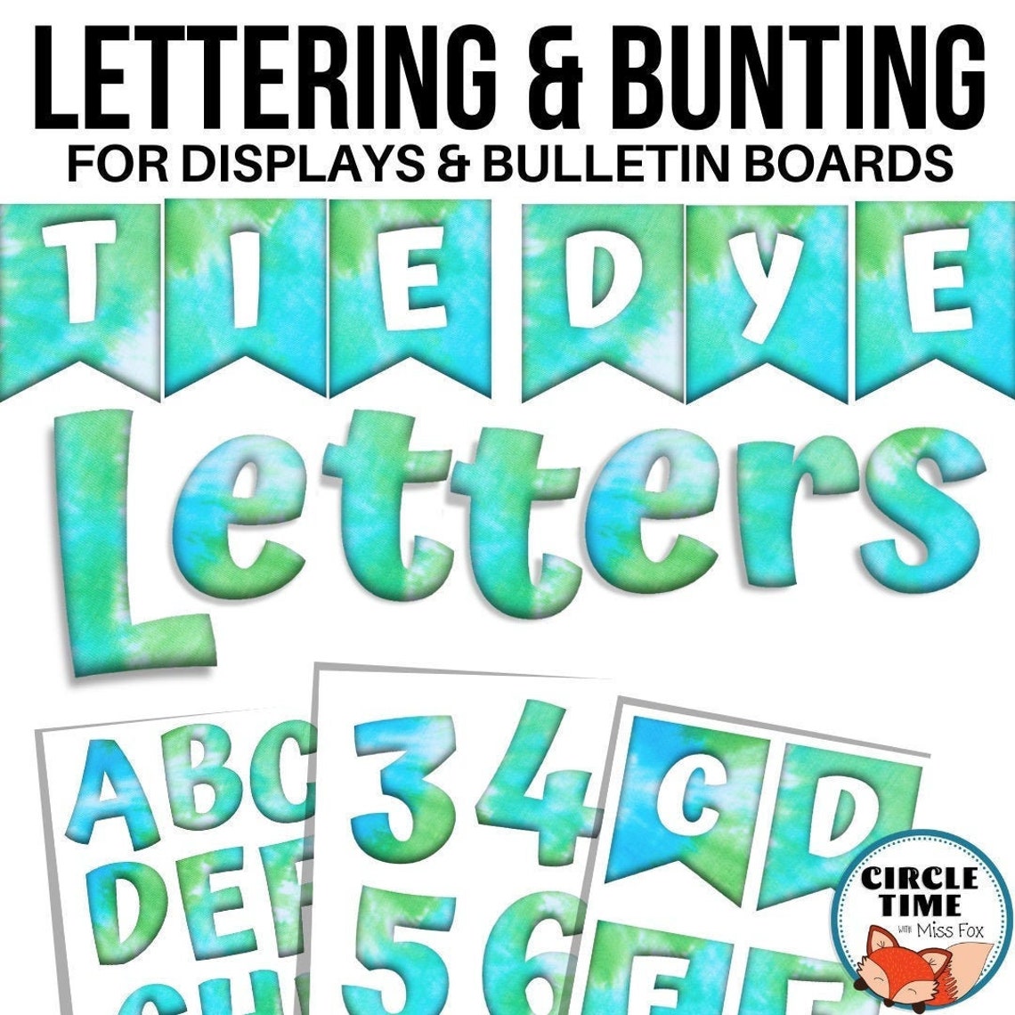 Printable Tie Dye Cut Out Letters, Tie Dye Classroom Theme Blue & Green ...