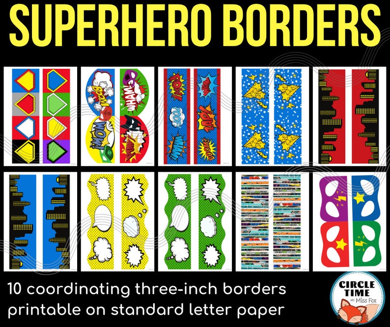 Printable Superhero Bulletin Board Borders, Superhero Classroom Decor ...