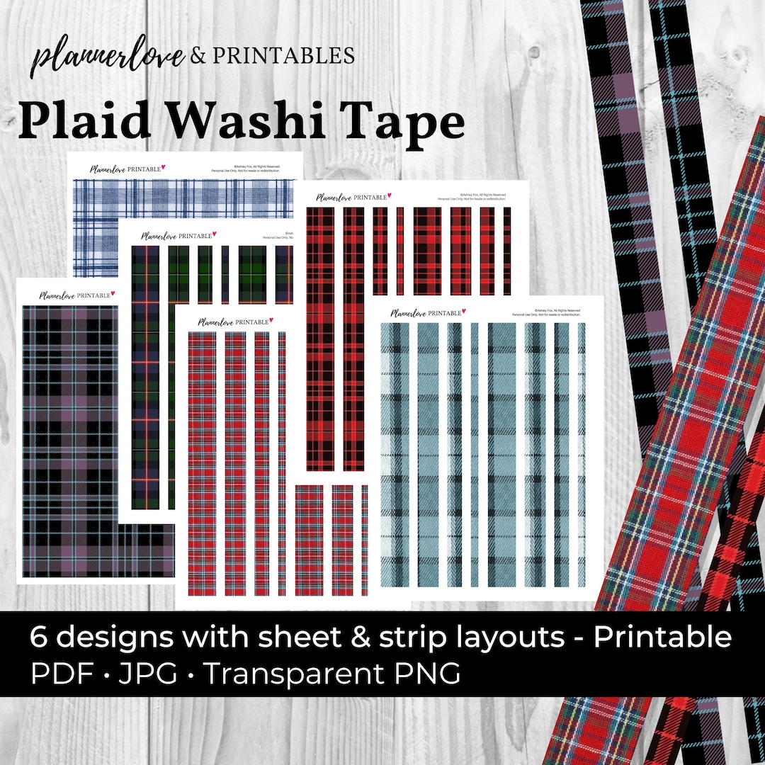 Printable Plaid Washi Tape: Plaid Washi Tape, Plaid Washi, Printable ...