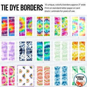 Printable Tie Dye Borders, Tie Dye Classroom Theme, Classroom ...