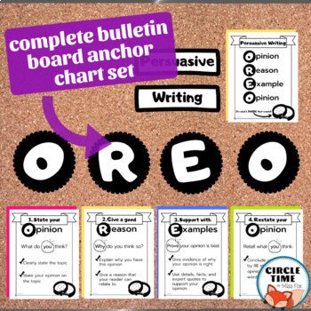 OREO Opinion Writing Anchor Charts, Graphic Organizers With Reasons ...