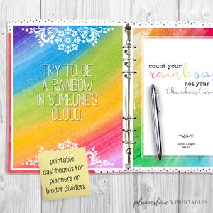 Printable Rainbow Dashboards, Planner Dividers Printable Dashboards ...