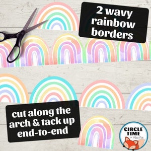 Rainbow Classroom Decor, Printable Bulletin Board Borders, Rainbow ...