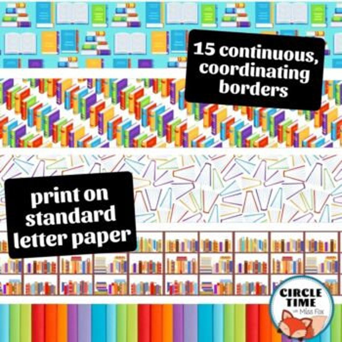 Library Borders, Printable Bulletin Board Borders, Classroom Decor ...