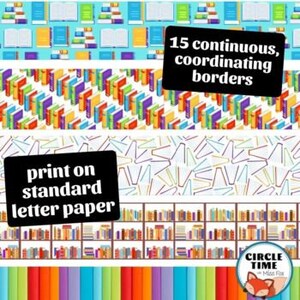 Library Borders, Printable Bulletin Board Borders, Classroom Decor ...