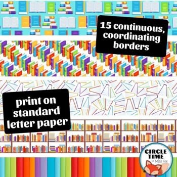 Library Borders, Printable Bulletin Board Borders, Classroom Decor ...